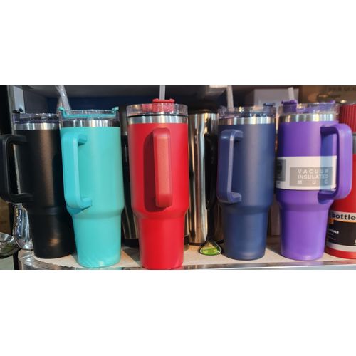 Shop Vacuum insulated mugs with straws and Handle 1200mls