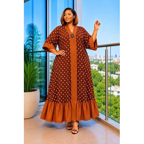 Shop ELEGANT LADIES' FREE DOTTED DRESS - MAROON/MULTI COLOR