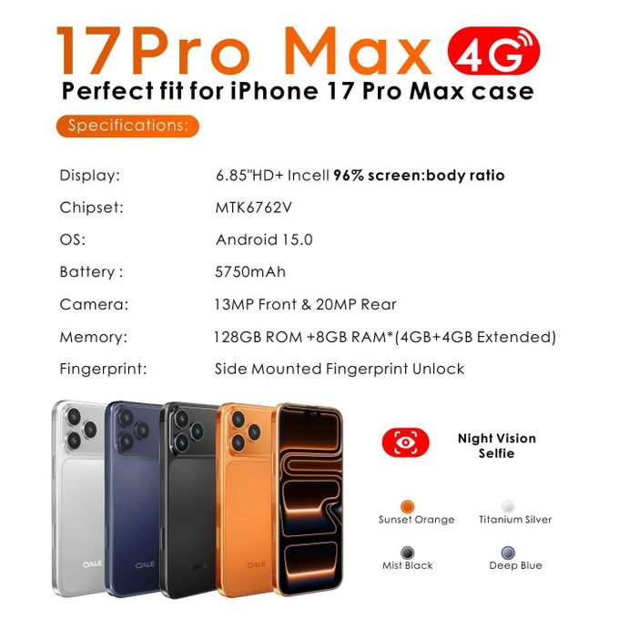 Shop 17 Pro Max 4G - 6.85" 128GB ROM 8GB RAM 20MP 5750mAh