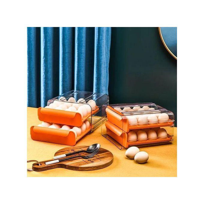 Shop 32 Eggs Storage Plastic Box-Transparent