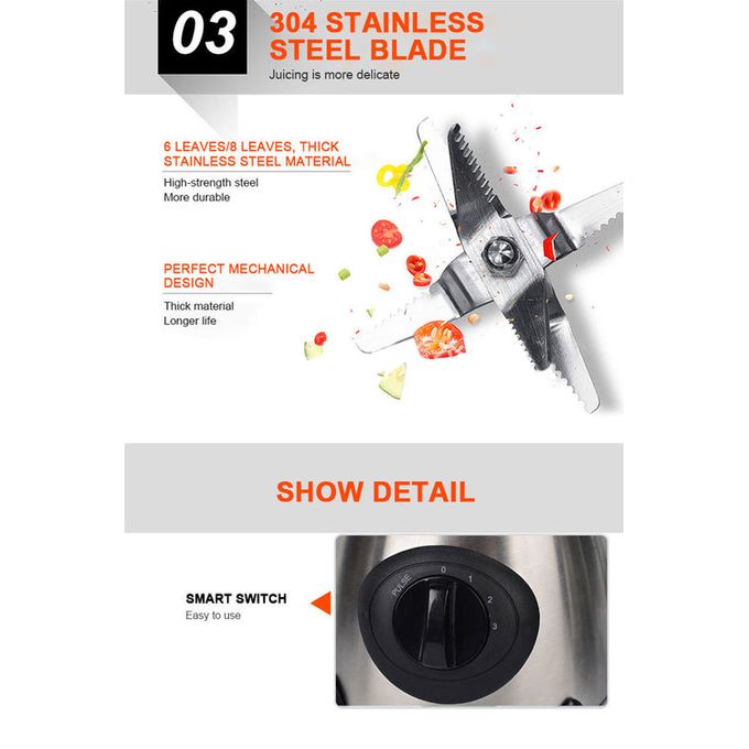 Shop 2 IN 1 Stainless Steel High Speed Electric Blender