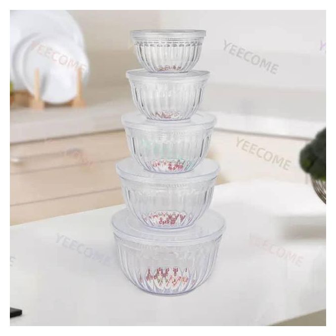 Shop 5 Pieces Of Clear Plastic Salad Bowls with Airtight
