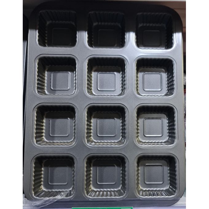 Shop 12 cavity Sqaure non-stick cake pan - Black