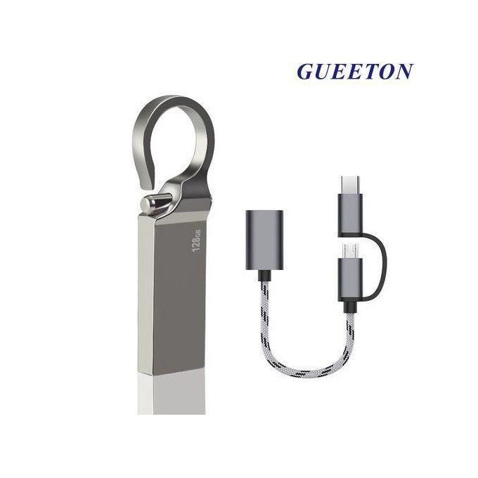 Shop GUEETON 128GB USB Flash Drive - Metal Hook, 3-in-1 OTG