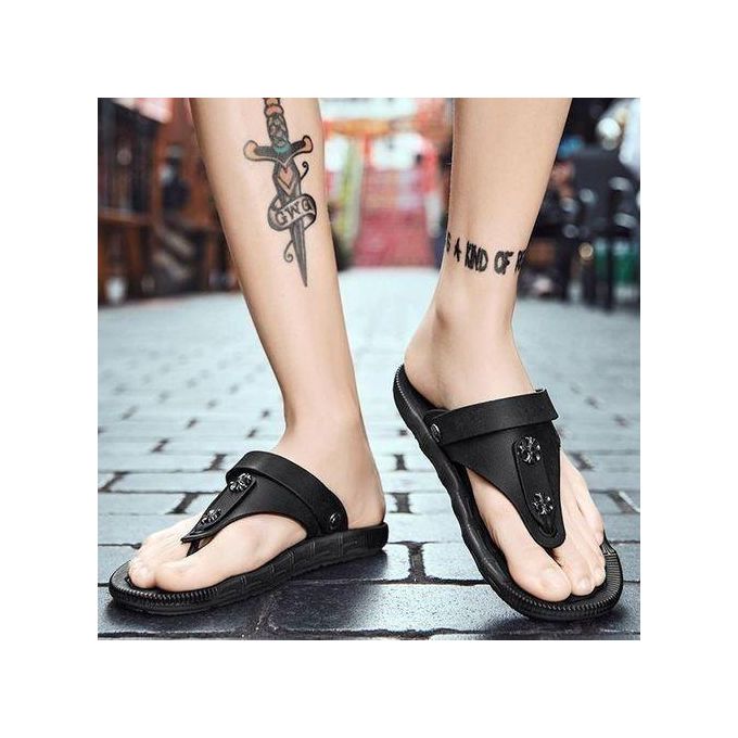 Shop Men's Palm Sandals Shoes Comfortable Soft Sole Casual Black ...