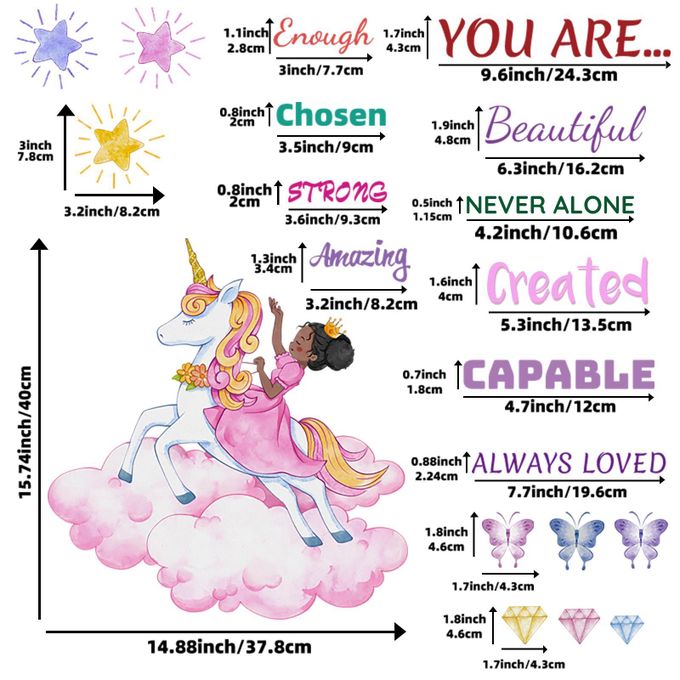 Shop Unicorn Princess Wall Sticker for Girls’ Room, Living