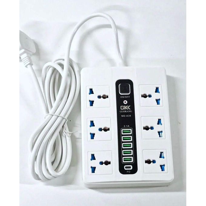 Shop 6 Way UK Smart Extension with 3 USB and 1 Type-C Port Multi Plug ...