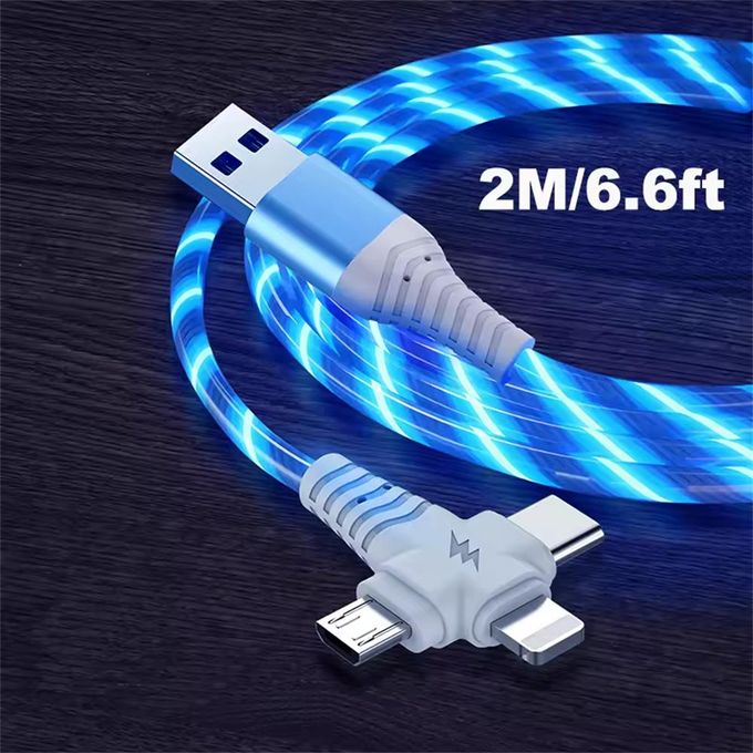 Shop 2-meter Extra-long 3-in-1 Glowing Charging Cable
