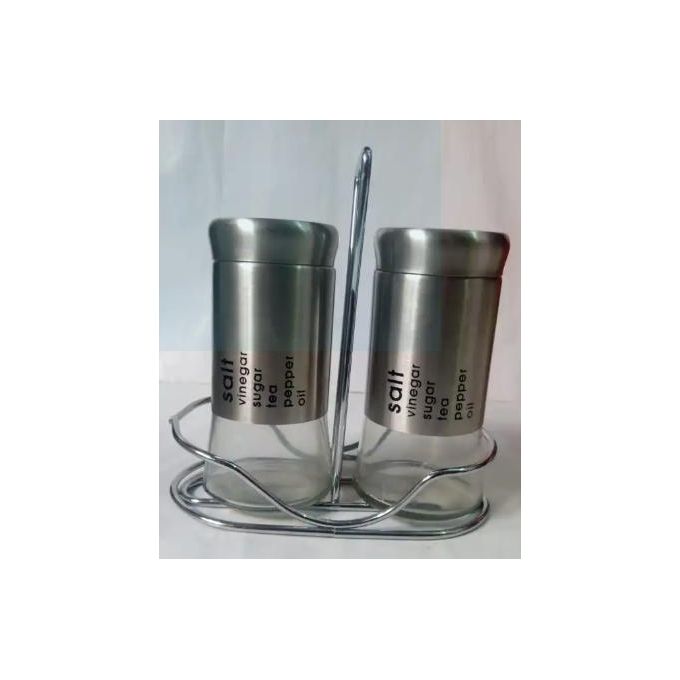 Shop Set of 2 Glass Salt & Pepper Shakers with Stainless