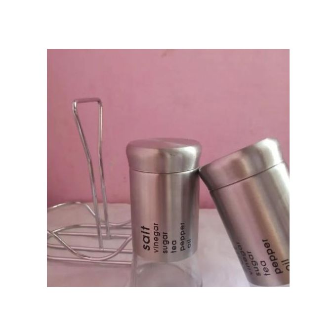 Shop Set of 2 Glass Salt & Pepper Shakers with Stainless