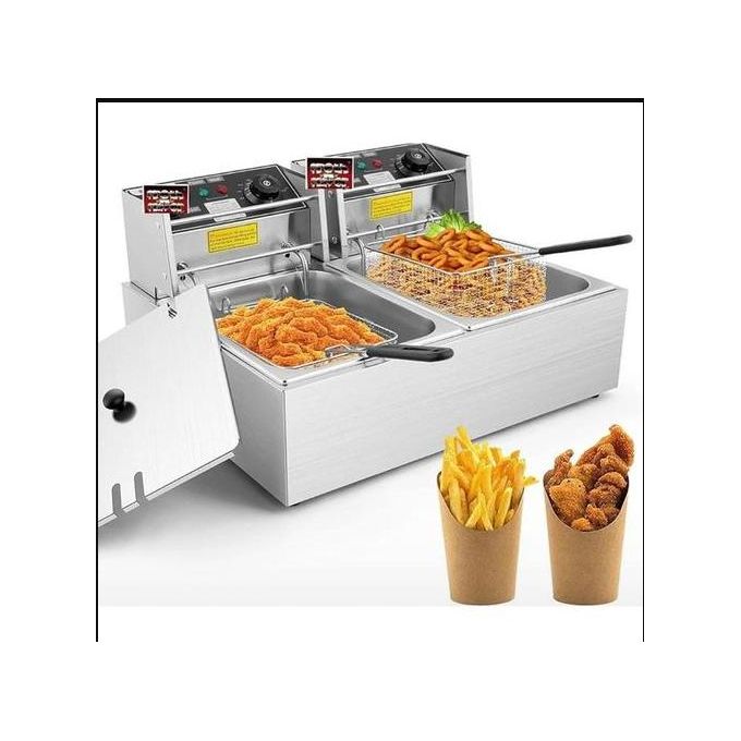 Shop Double Electric Deep Fryer With Basket Commercial Deep Fryer ...