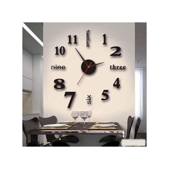 Shop Stick On Wall Clock DIY Large Modern Design Decal 3D | Jumia Uganda