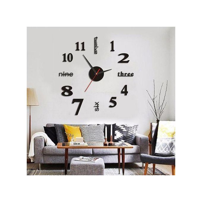 Shop Stick On Wall Clock DIY Large Modern Design Decal 3D | Jumia Uganda