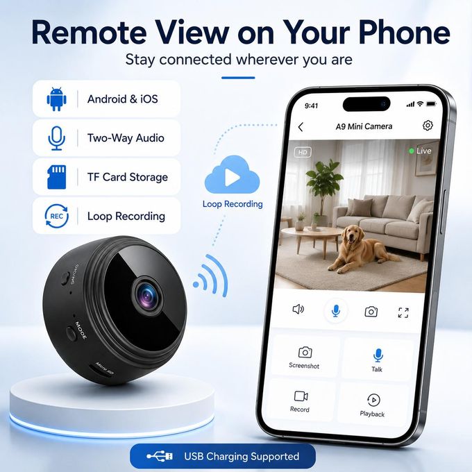 Shop Mini HD Wireless Camera, Night Vision Security Cam