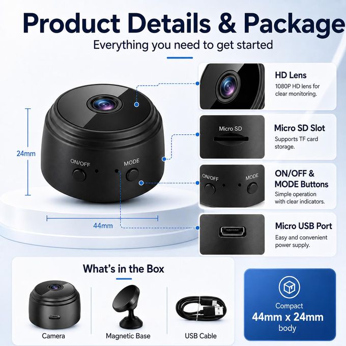 Shop Mini HD Wireless Camera, Night Vision Security Cam