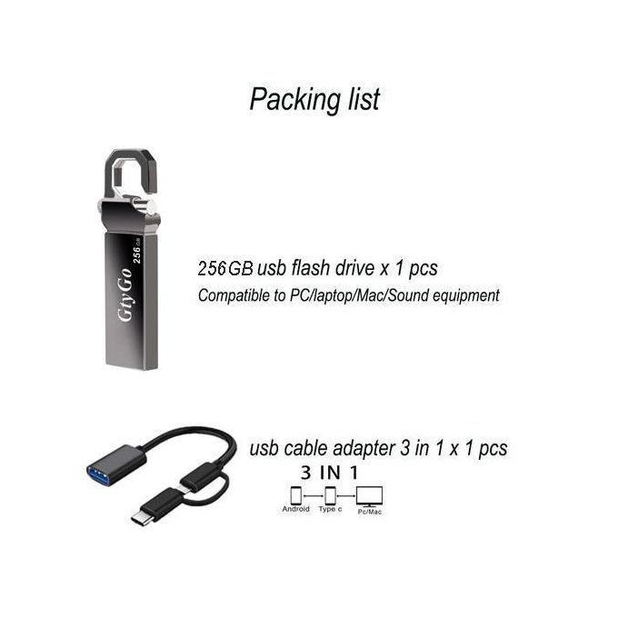 Shop 256 GB OTG Usb Flash Drive USB3.0 Adapter Type C 3 Units In 1 Set ...