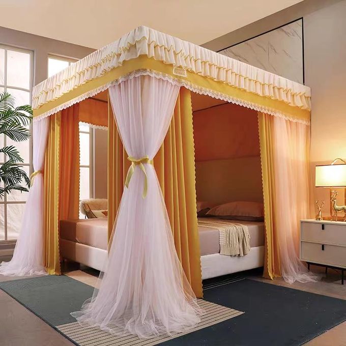 Shop Curtain Mosquito Net With 4 Steel Stands & Unique Lace Design ...