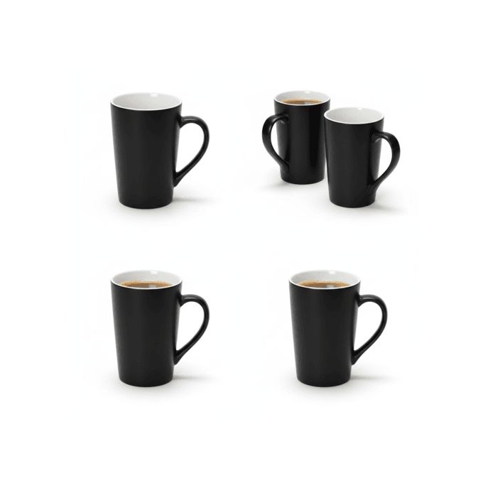 Shop Set of 6 Tall Ceramic Coffee Mugs - Black