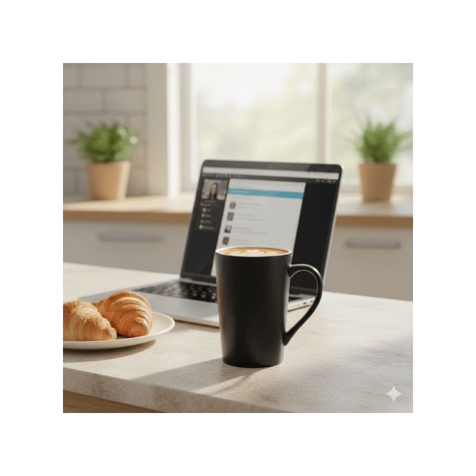 Shop Set of 6 Tall Ceramic Coffee Mugs - Black