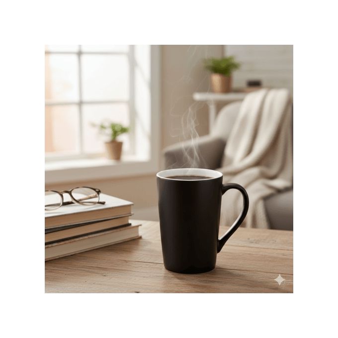 Shop Set of 6 Tall Ceramic Coffee Mugs - Black