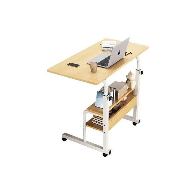 Shop Laptop Table Height Adjustable, Side Table with Wheels, Bedside ...